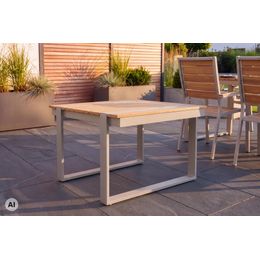 Riess Ambiente Gartentisch TAMPA LOUNGE 70cm natur greige Aluminium wetterfest Outdoor Balkontisch Riess-Ambiente