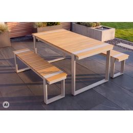 Riess Ambiente Moderne Outdoor Sitzbank TAMPA LOUNGE 160cm greige natur Riess-Ambiente