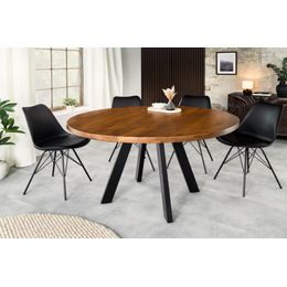 Riess Ambiente Massiver Esstisch IRON CRAFT 120cm rund honey finish Mangoholz schwarze Metallbeine Riess-Ambiente Esszimmertisch K&uuml;chentisch 4 Personen Industrie...