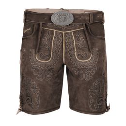 Falkenrieder Traditional Pants 'Lederhose Herren aus echtem Ziegen-Wildbockleder' male size 54 Dark brown