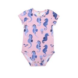 Walkiddy Strampler/Body 'Blue Seahorses' M&auml;dchen Gr&ouml;&szlig;e 80 rosa