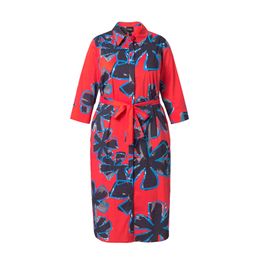 Ulla Popken Kleid Damen Gr&ouml;&szlig;e 58/60 blau / rot / schwarz Sommerkleid