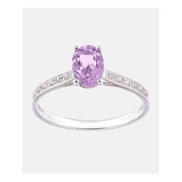 Diamant L'&eacute;ternel Ring aus 375 Wei&szlig;gold mit 0.82 Karat Diamant mit Amethyst | Gr.: 49