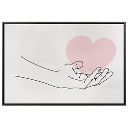 Leinwandbild Hand mit Herz Line Art