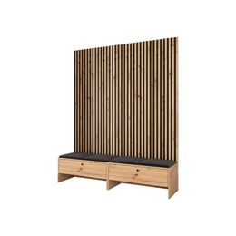 Mirjan24 Garderobe, Schwarz, Holzwerkstoff, Textil, 4-Sitzer, 170x206x44 cm, Garderobe, Garderoben-Set & Garderoben-Serien, Garderoben-Sets