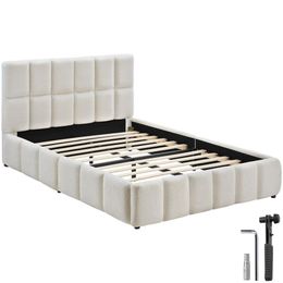 TecTake Polsterbett, Creme, Holz, 120x200 cm, Schlafzimmer, Betten, Polsterbetten