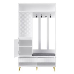 Flieks Garderobenset, Wei&szlig;, Holzwerkstoff, 35x180x100 cm, Garderobe, Garderoben-Set & Garderoben-Serien, Garderoben-Sets