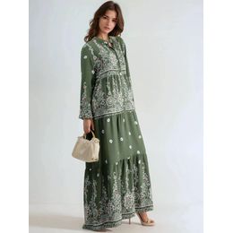Hiccup Kleid Damen Gr&ouml;&szlig;e 38 braun / gr&uuml;n / wei&szlig; Sommerkleid