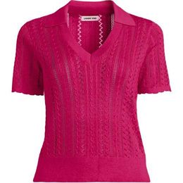 LANDS' END Ajour-Polopullover aus Baumwolle f&uuml;r Damen in Plus-Gr&ouml;&szlig;e, Damen, size: plus, Pink, Baumwolle, by Lands' End