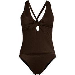 LANDS' END Gl&auml;nzendes Tankini-Set mit Knotendesign f&uuml;r Damen in Plus-Gr&ouml;&szlig;e, Damen, size: plus, Braun, Elasthan/Nylon-Mischung, by Lands' End