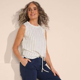LANDS' END &Auml;rmelloses Top im Leinenmix f&uuml;r Damen, Damen, size: regular, Elfenbein, Leinen/Viskose, by Lands' End