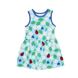 Toby tiger Kleid 'Bio-Baumwoll Kinder Sommerkleid mit Marienk&auml;fer und Blumen-Druck' M&auml;dchen Gr&ouml;&szlig;e 116 himmelblau