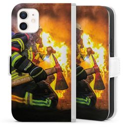 DeinDesign iPhone 12 mini Handy Klapph&uuml;lle Handyh&uuml;lle aus Kunst Leder wei&szlig; Flip Case Life Saver Fire Fighters Fire Sideflip mit Lasche
