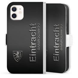 DeinDesign iPhone 12 mini Handy Klapph&uuml;lle Handyh&uuml;lle aus Kunst Leder wei&szlig; Flip Case Logo Eintracht Braunschweig Official Licensed Product Sideflip mit Lasche