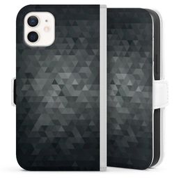 DeinDesign iPhone 12 mini Handy Klapph&uuml;lle Handyh&uuml;lle aus Kunst Leder wei&szlig; Flip Case Muster Black Triangle Sideflip mit Lasche