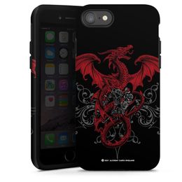 DeinDesign iPhone SE (2022) Handy Panzer Handyh&uuml;lle robuste Outdoor H&uuml;lle Schutzh&uuml;lle matt Red Dragon Gothic Tough Case