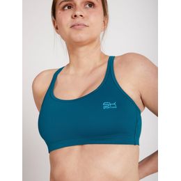 SPORTKIND Bra 'Crossed Straps' girl size 158 Petrol