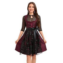 Yesfashion Dirndl Damen Gr&ouml;&szlig;e 52 weinrot