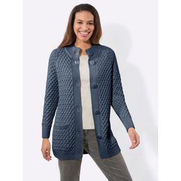 WITT Damen Longstrickjacke mit Taschen, rauchblau, Gr&ouml;&szlig;e 52