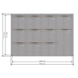 11er Edelstahl V2A Durchwurfbriefkastenanlage - A-04