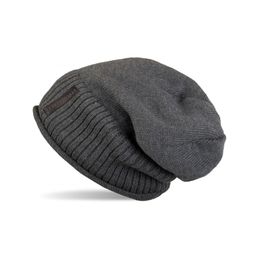 styleBREAKER Beanie 'Feinstrick Beanie mit Teddyfleece' female size 56/61 Dark grey