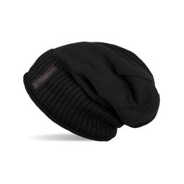 styleBREAKER M&uuml;tze 'Feinstrick Beanie mit Teddyfleece' Damen Gr&ouml;&szlig;e 56/61 schwarz