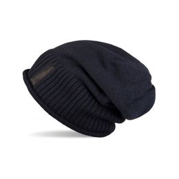 styleBREAKER M&uuml;tze 'Feinstrick Beanie mit Teddyfleece' Damen Gr&ouml;&szlig;e 56/61 nachtblau