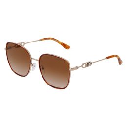 Michael Kors MK1129J | Damen-Sonnenbrille | Fassung: Vollrand, Quadratisch, Metall, Havanna Gold | Glasfarbe: Braun