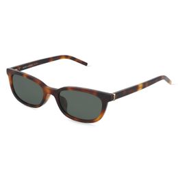 SAINT LAURENT SL M160/F | Damen-Sonnenbrille | Fassung: Vollrand, Rund, Acetat, Havanna | Glasfarbe: Grau