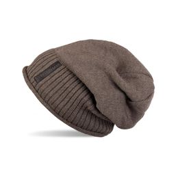 styleBREAKER M&uuml;tze 'Feinstrick Beanie mit Teddyfleece' Damen Gr&ouml;&szlig;e 56/61 taupe