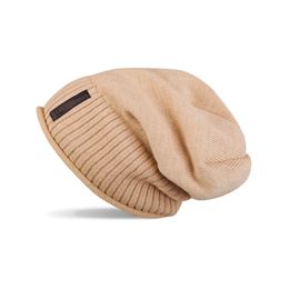 styleBREAKER M&uuml;tze 'Feinstrick Beanie mit Teddyfleece' Damen Gr&ouml;&szlig;e 56/61 hellbraun