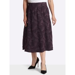 sheego Gro&szlig;e Gr&ouml;&szlig;en Faltenrock in Midil&auml;nge, aubergine, Gr&ouml;&szlig;e 58 - Damen