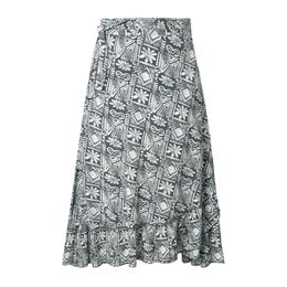 Ulla Popken Rock Damen Gr&ouml;&szlig;e 46/48 grau / wei&szlig;