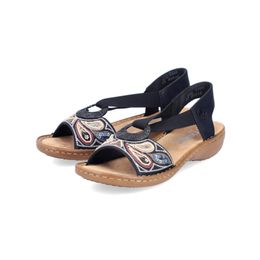 Rieker Damen Sandalette, Schwarz, Gr. 42, Sandalen & Sandaletten, Material: Lederimitat