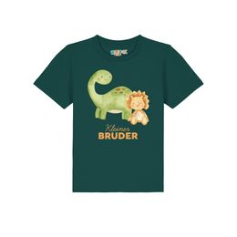 watabout.kids Shirt 'Dinosaurier 06 Kleiner Bruder' boy size 110/116 Light beige / Mustard / Light green / Dark green