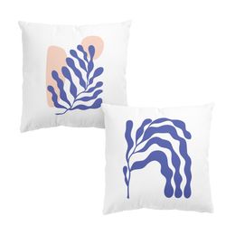 Bilderwelten Dekokissen 2er Set blau originell Abstrakt - Matisse' Farnzweige Set I - Bett Couch Sofakissen Bezug & F&uuml;llung in 40x40 50x50 60x60