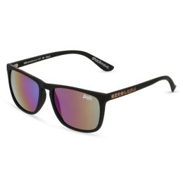 Superdry SHOCKWAVE | Unisex-Sonnenbrille | Fassung: Vollrand, Quadratisch, Kunststoff, Schwarz Gl&auml;nzend | Glasfarbe: Grau