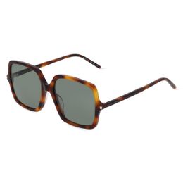 SAINT LAURENT SL 591 | Unisex-Sonnenbrille | Fassung: Vollrand, Butterfly, Acetat, Havanna Gl&auml;nzend | Glasfarbe: Gr&uuml;n