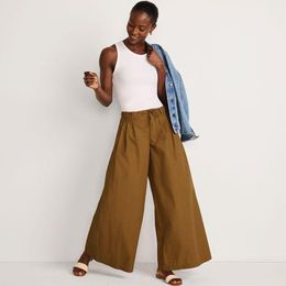 LANDS' END Extraweite Bundfaltenhose aus Baumwoll-Popeline f&uuml;r Damen in Petite-Gr&ouml;&szlig;e, Damen, size: petite, Braun, Baumwolle, by Lands' End