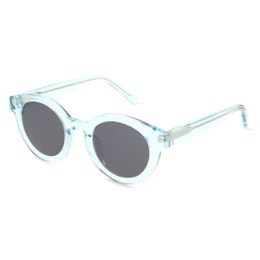 Fielmann Q 083 SUN FLEX CL TANI | Kinder-Sonnenbrille | Fassung: Vollrand, Rund, Acetat Extrudiert, Blau Transparent | Glasfarbe: Grau