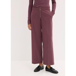 bonprix Damen Bundfaltenhose, lila, Gr. 52, Obermaterial: 67% Polyester, 32% Viskose, 1% Elasthan, Hosen, in kakaobraun, mit Bundfalten,