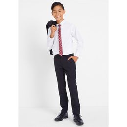 bonprix Anzug mit Hemd und Krawatte (4tlg. Set), schwarz, Gr.158, Festliches vierteiliges Jungen-Set bestehend aus Anzug, Hemd (Slim Fit) und Krawatte, Hemd: 100% Baumwolle
