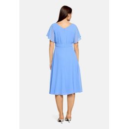 Vera Mont Damen Cocktailkleid "Damen kurzarm", blau, Gr. 36, Chiffon, Obermaterial: 100% Polyester. Futter: 100% Polyester, Kleider, Raffung