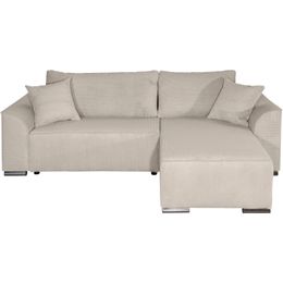 Ecksofa Collection AB, B:236cm H:42cm T:163cm, beige, 100%Polyester, Wohnzimmer, Sofas, "Sara L-Form, B: 236 cm, Schlaffunktion, Bettkasten, optional