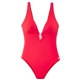 Lascana Damen Badeanzug, rot, Gr. 40, unifarben, Recycling-Polyamid, Badeanz&uuml;ge, mit 3 exklusiven Charms-Anh&auml;ngern