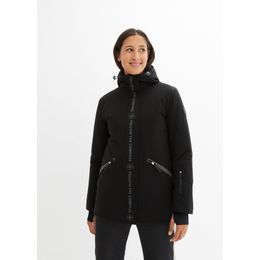 bonprix wasserdichte Ski Funktions-Jacke, schwarz, Gr.46, Lange Skijacke mit verschlie&szlig;baren Taschen und Schneefang, weit geschnitten