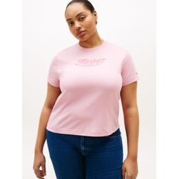 Damen T-Shirt "CRV FUN GRAPHIC REG C-NK SS TEE", rosa, Gr. 48, Tommy Hilfiger Curve, bedruckt, Single Jersey, Obermaterial: 100% Baumwolle, Shirts,