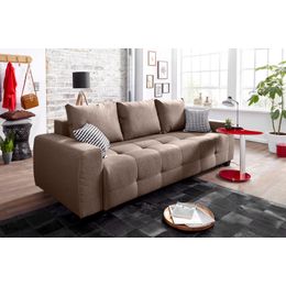 Schlafsofa OTTO HOME, B:241cm H:90cm T:94cm, braun, Zierkissen: 100% Polyester;Microfaser PRIMABELLE (100% Polyester);Struktur fein (100% Polyester),