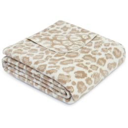 Wohndecke s.Oliver, B:150cm L:200cm, beige, Baumwolle, Polyacryl, Polyester, Wohndecken, "Wohndecke s.Oliver", mit angesagtem Leomuster