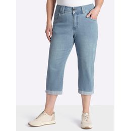 sheego Damen 3/4-Jeans, blau, Gr. 48, unifarben, 99% Baumwolle, 1% Elasthan, Jeans
